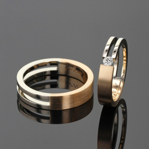 Unique, custom made wedding ring pair | zea design