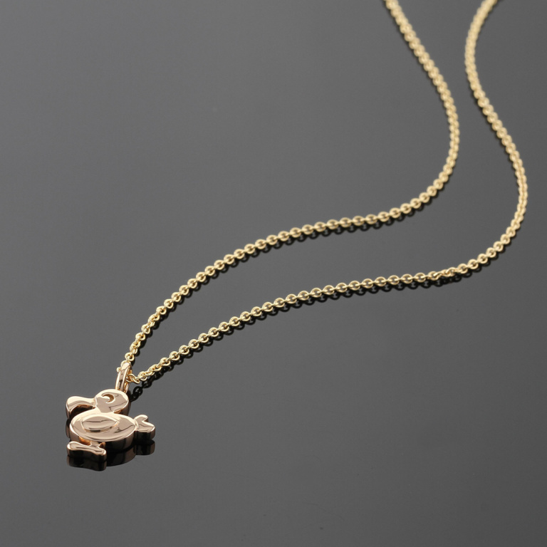 Polished 18ct rose gold dodo pendant | zea design